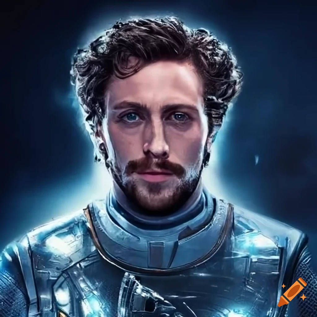 Aaron Taylor-Johnson in a futuristic space-hero suit with electrical ...