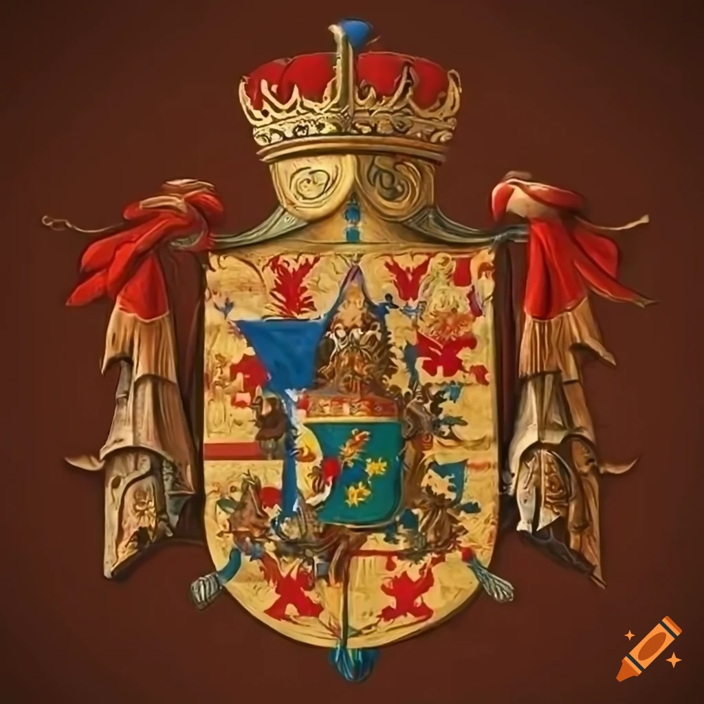 Medieval heraldry with intricate symbols and colors for duchy of ...