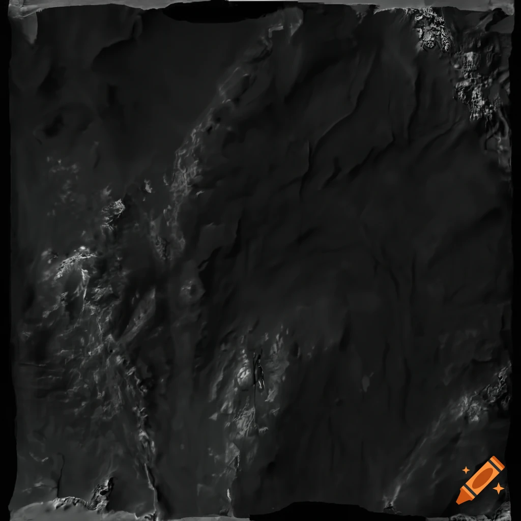 Procedurally generated mountain displacement map in black and white ...