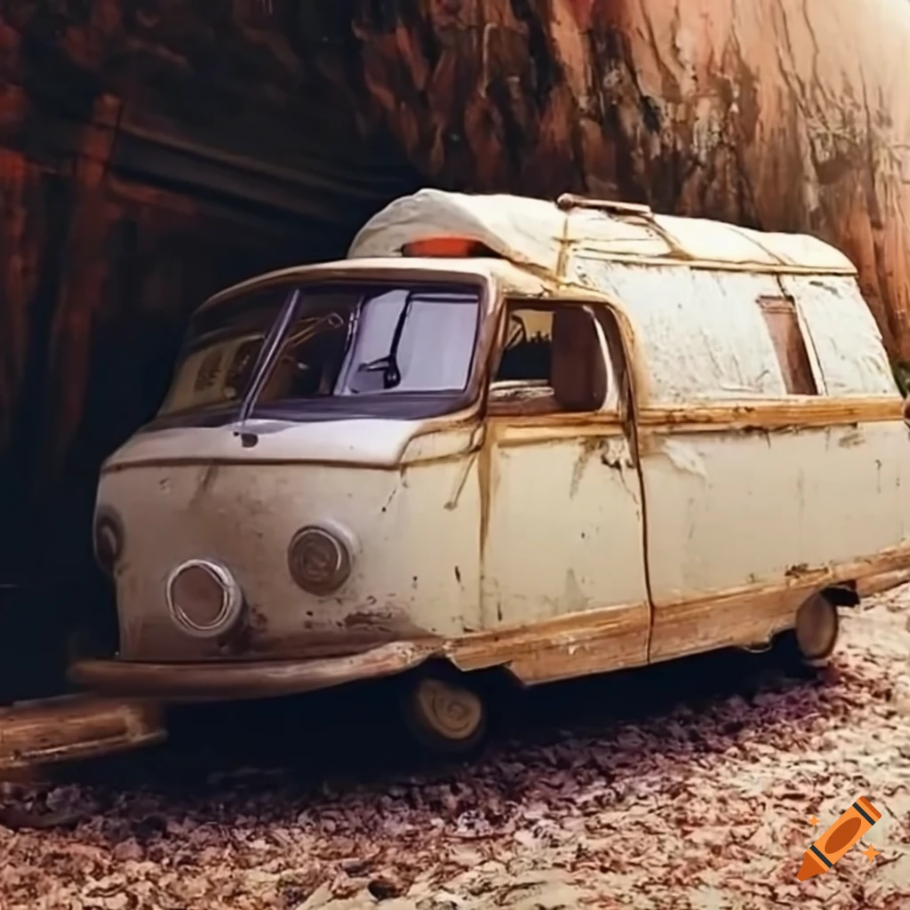 Old white van in poor condition on Craiyon