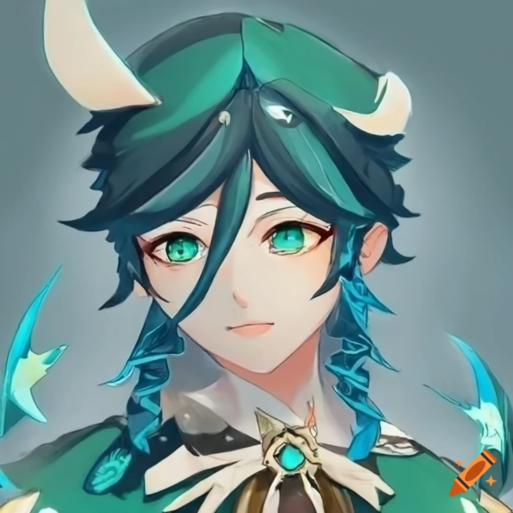 Detailed drawing of genshin impact anemo archon, venti on Craiyon