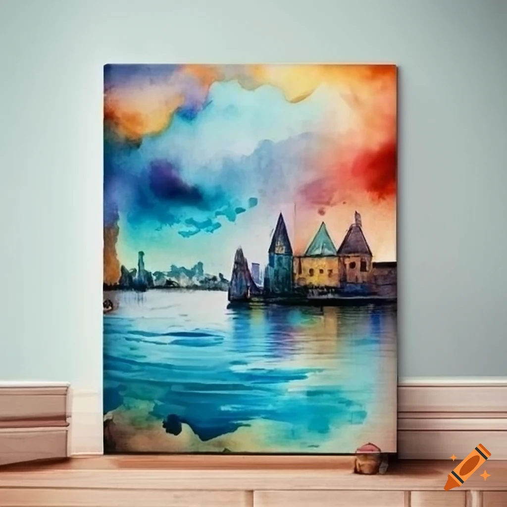 Floating canvas wrap with stunning beautiful watercolor design on Craiyon