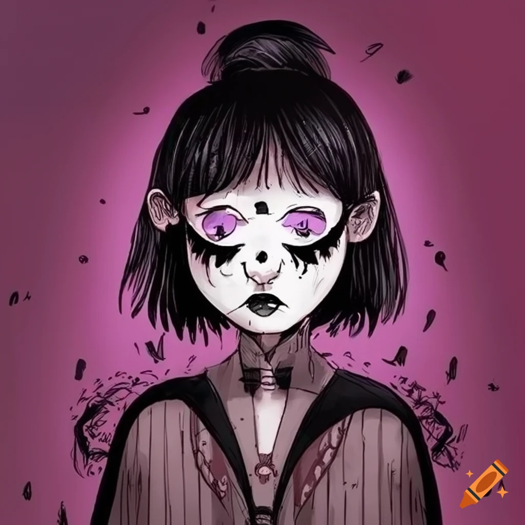 Character named emily the strange in children's comic style on Craiyon