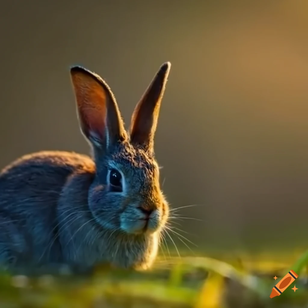 Peaceful dawn in a rabbit-populated forest on Craiyon