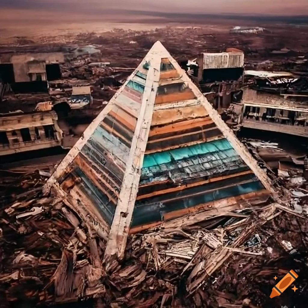 Aerial view of destroyed bass pro shops pyramid with scattered debris ...