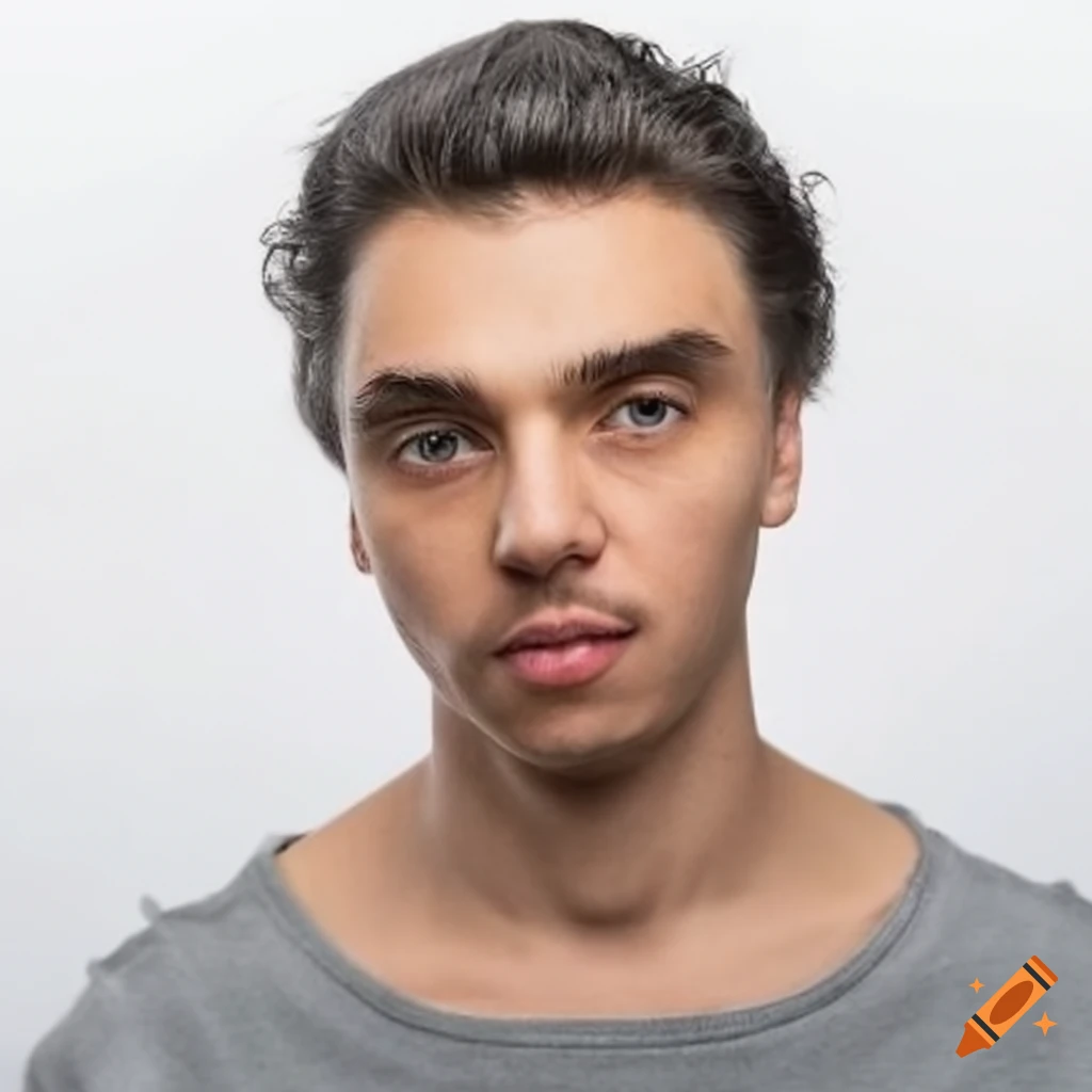 Front-facing mugshot against a white background on Craiyon