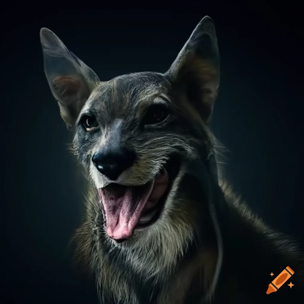 Digital artwork of human transforming into canine form on Craiyon