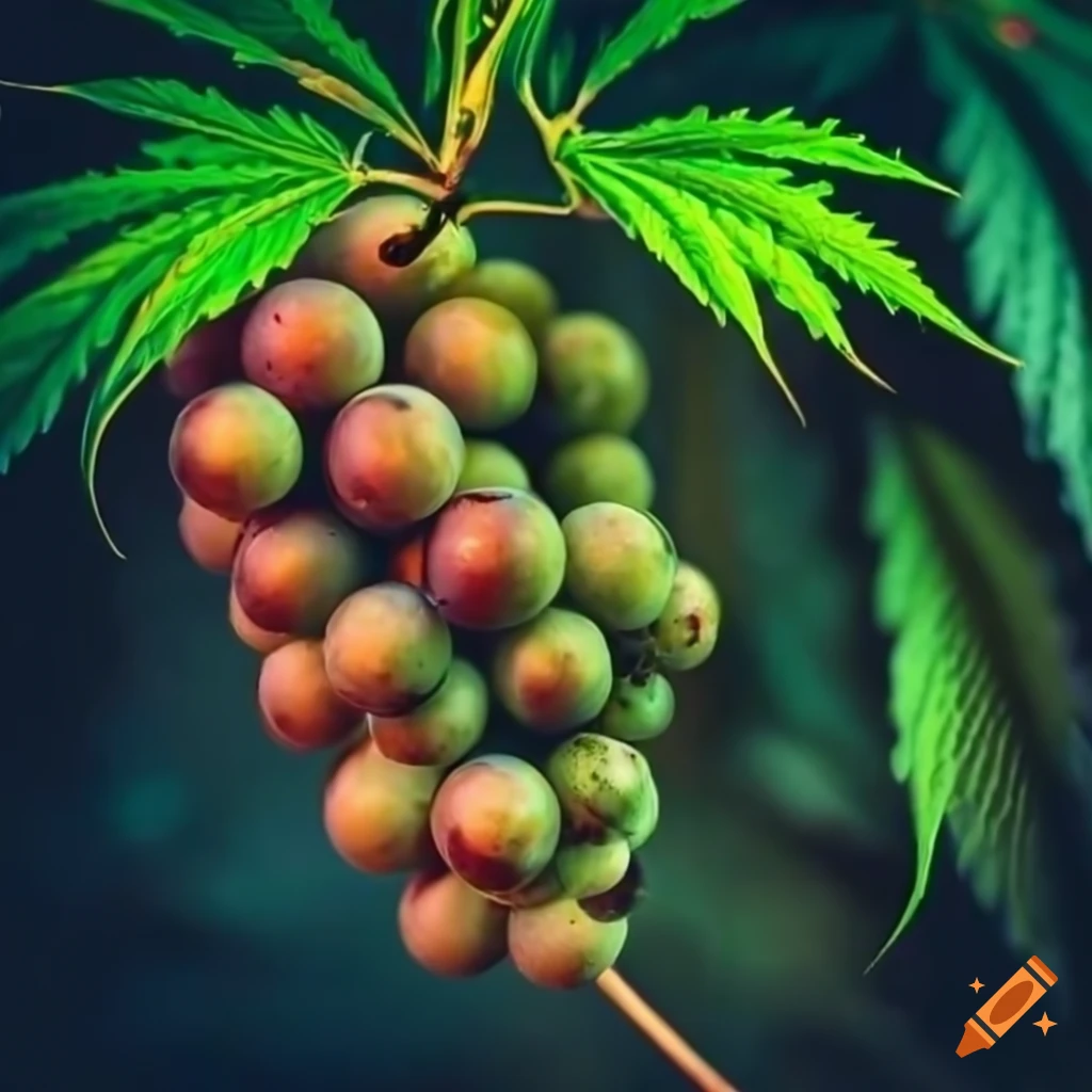 Vibrant cannabis leaves over vintage grapes on Craiyon
