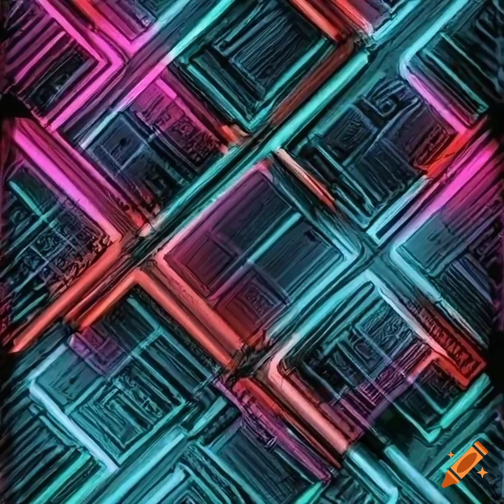 Neon cybergrind floor texture on Craiyon