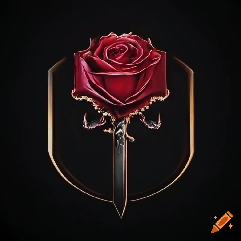 Knight of the rose logo in black on Craiyon