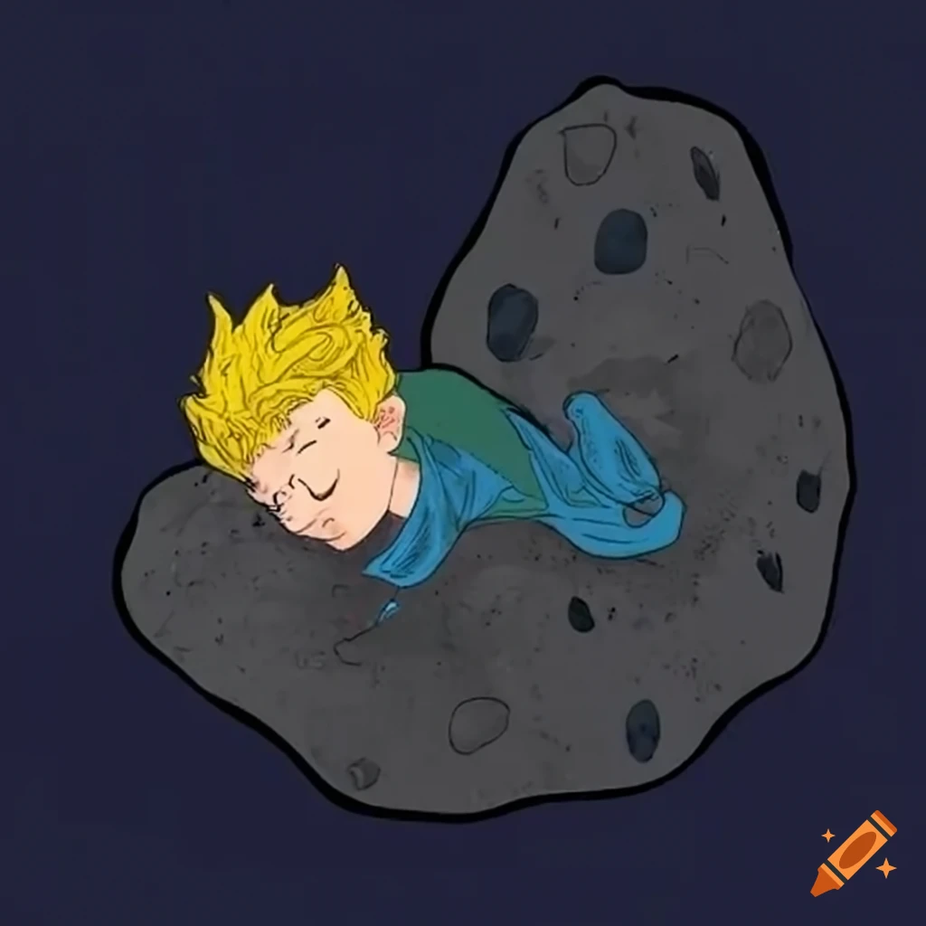 Little Prince sleeping on his asteroid on Craiyon