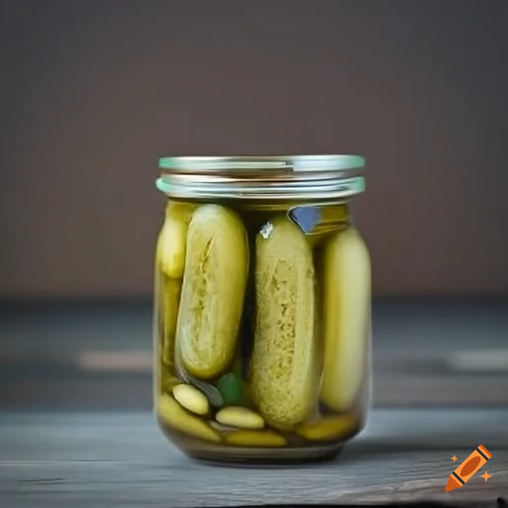 Pickles in a glass jar on Craiyon