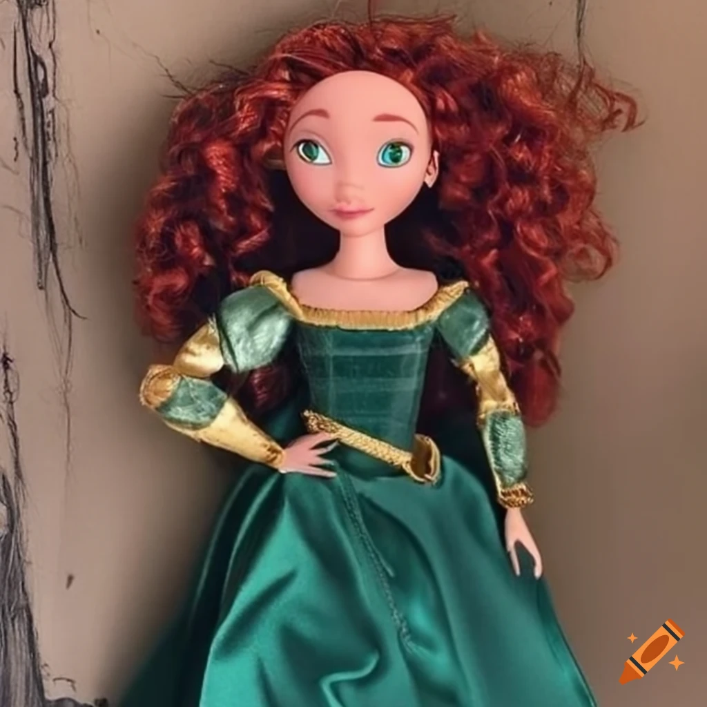 Princess Merida baddie doll in a dark green dress on Craiyon