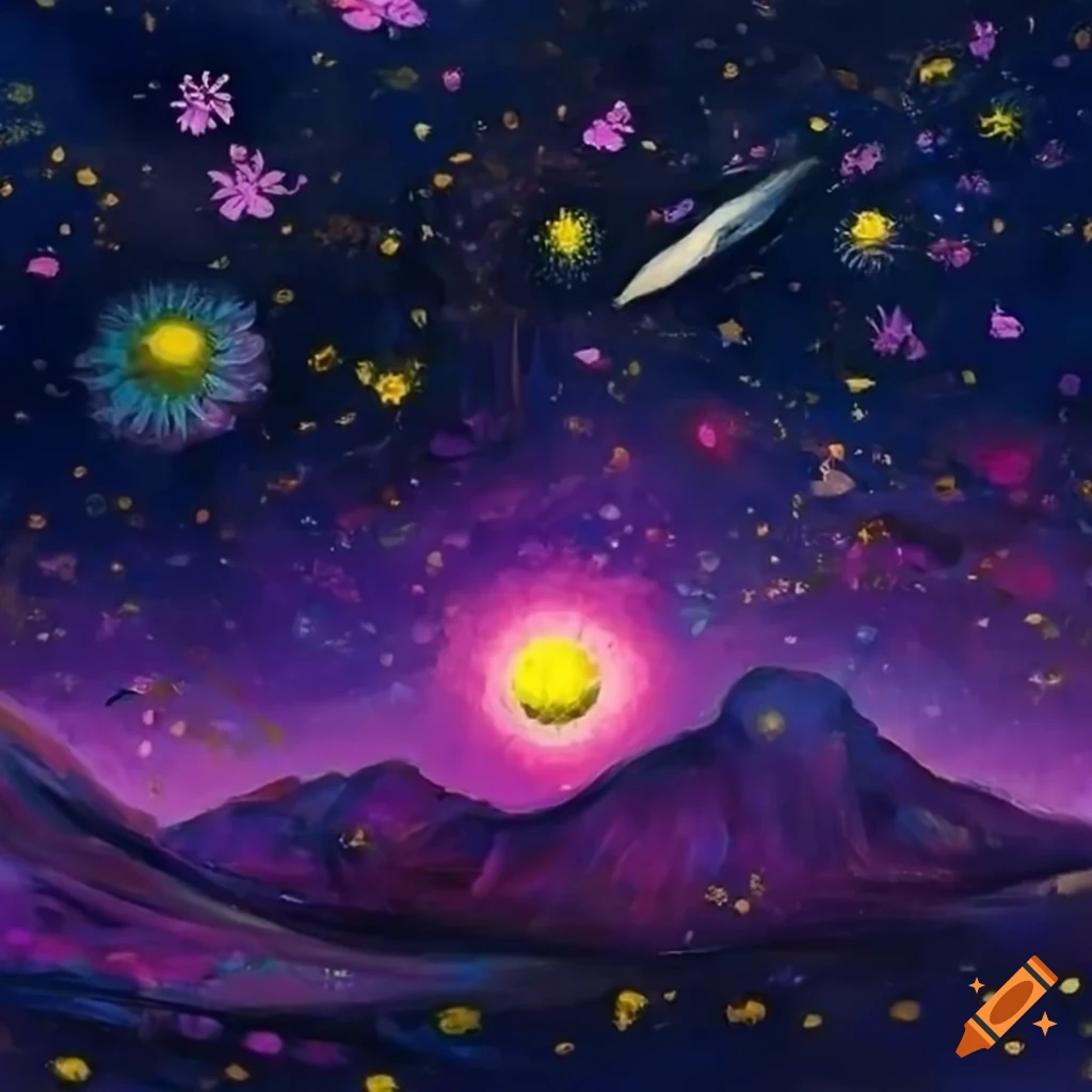 Abstract art landscape cosmos with various elements on Craiyon