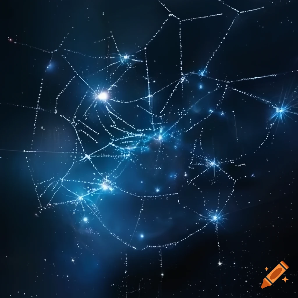 Radiant star cloud networks resembling spider webs in space on Craiyon
