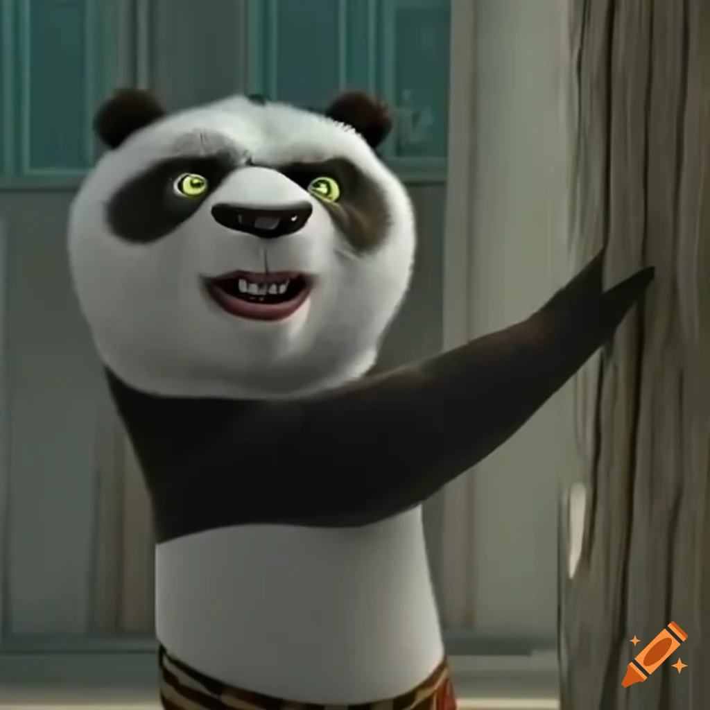 Kung fu panda character with kung fu panda scp 4k text on Craiyon