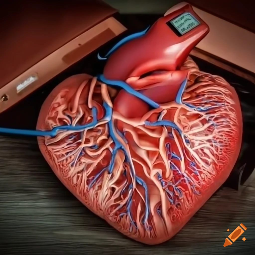 Anatomical heart next to a metronome on Craiyon