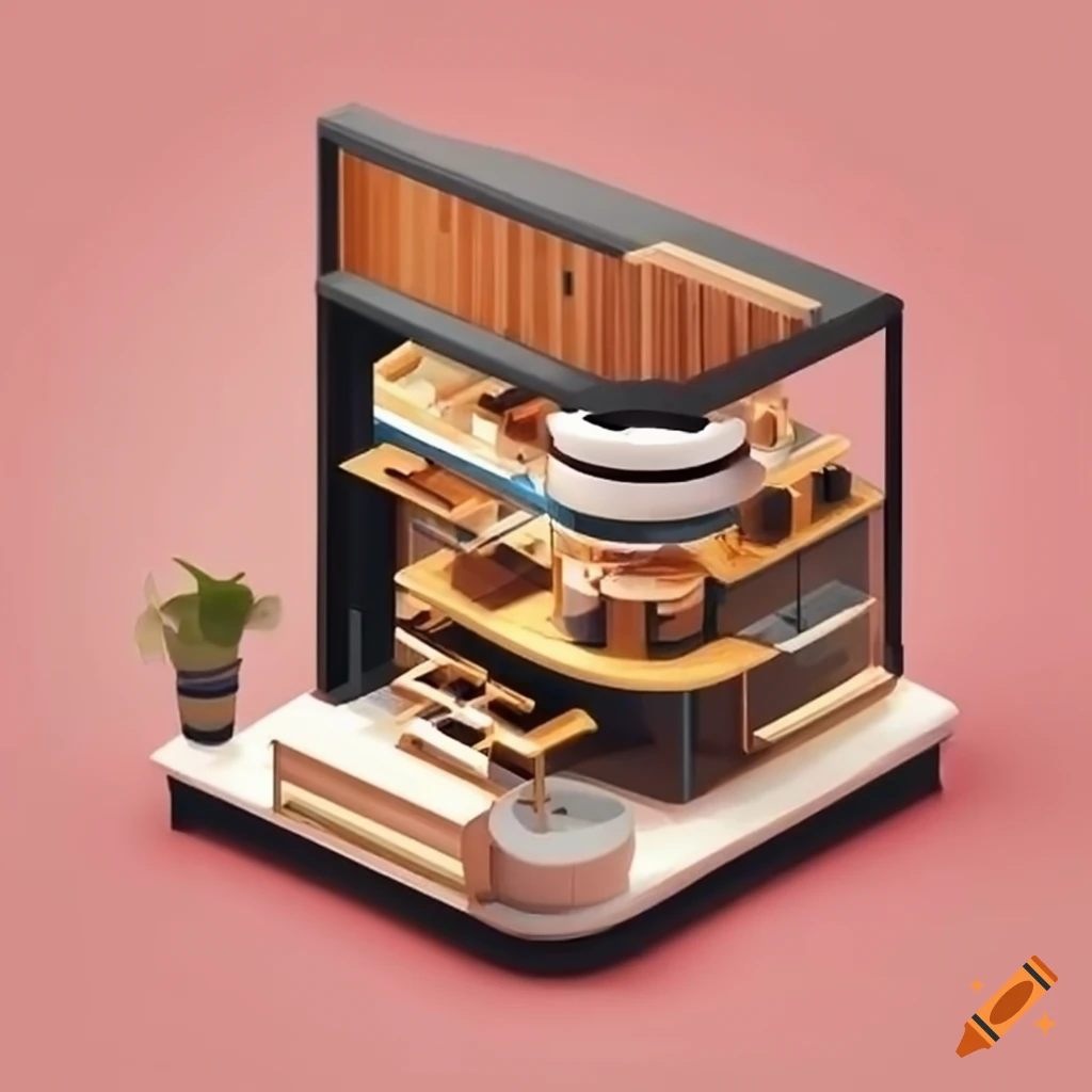 Isometric modern cafe on Craiyon