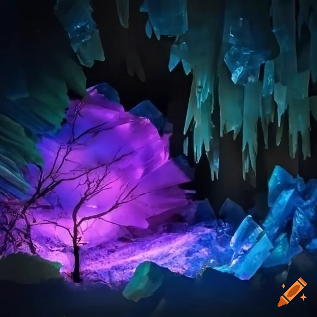 Arundo Donax forest illuminated by glowing fluorite crystals on Craiyon