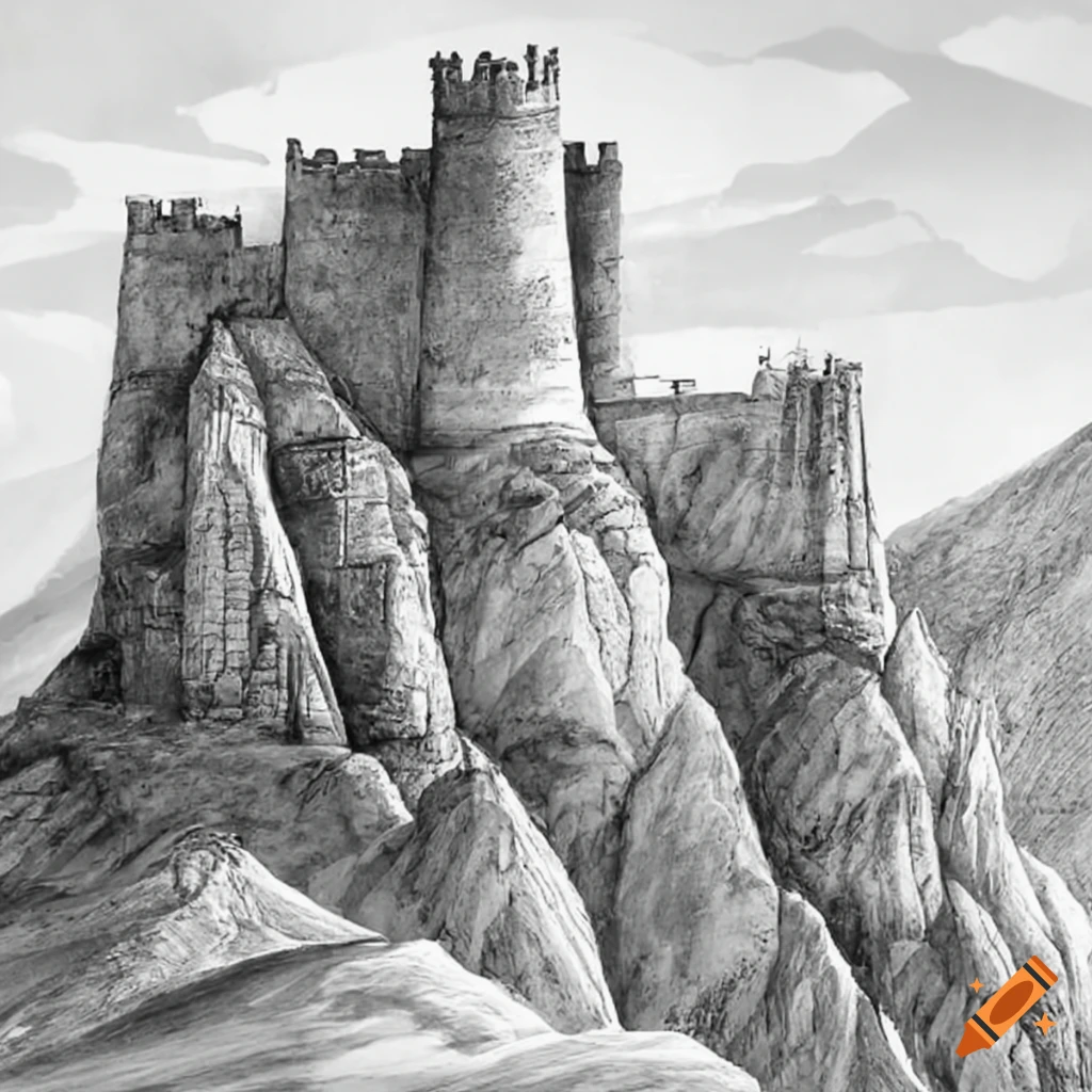 Alamut Castle built by the Hashashins in the mountains on Craiyon