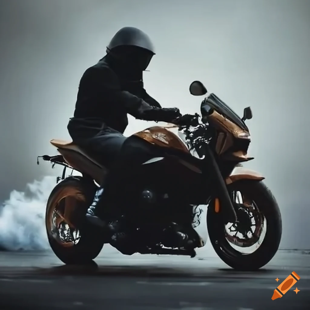 Motorcycle burning rubber in paris on Craiyon