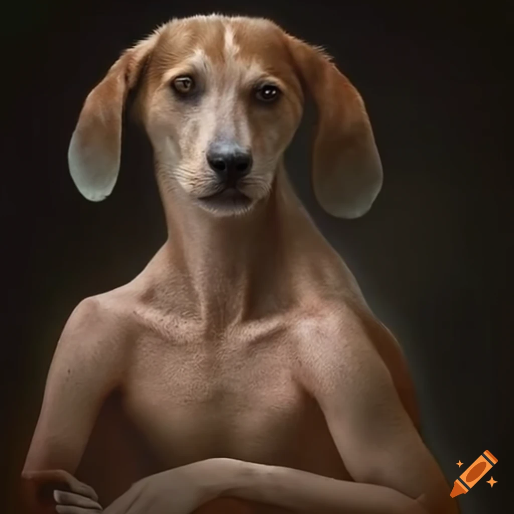 Human transforming into a canine in digital art on Craiyon