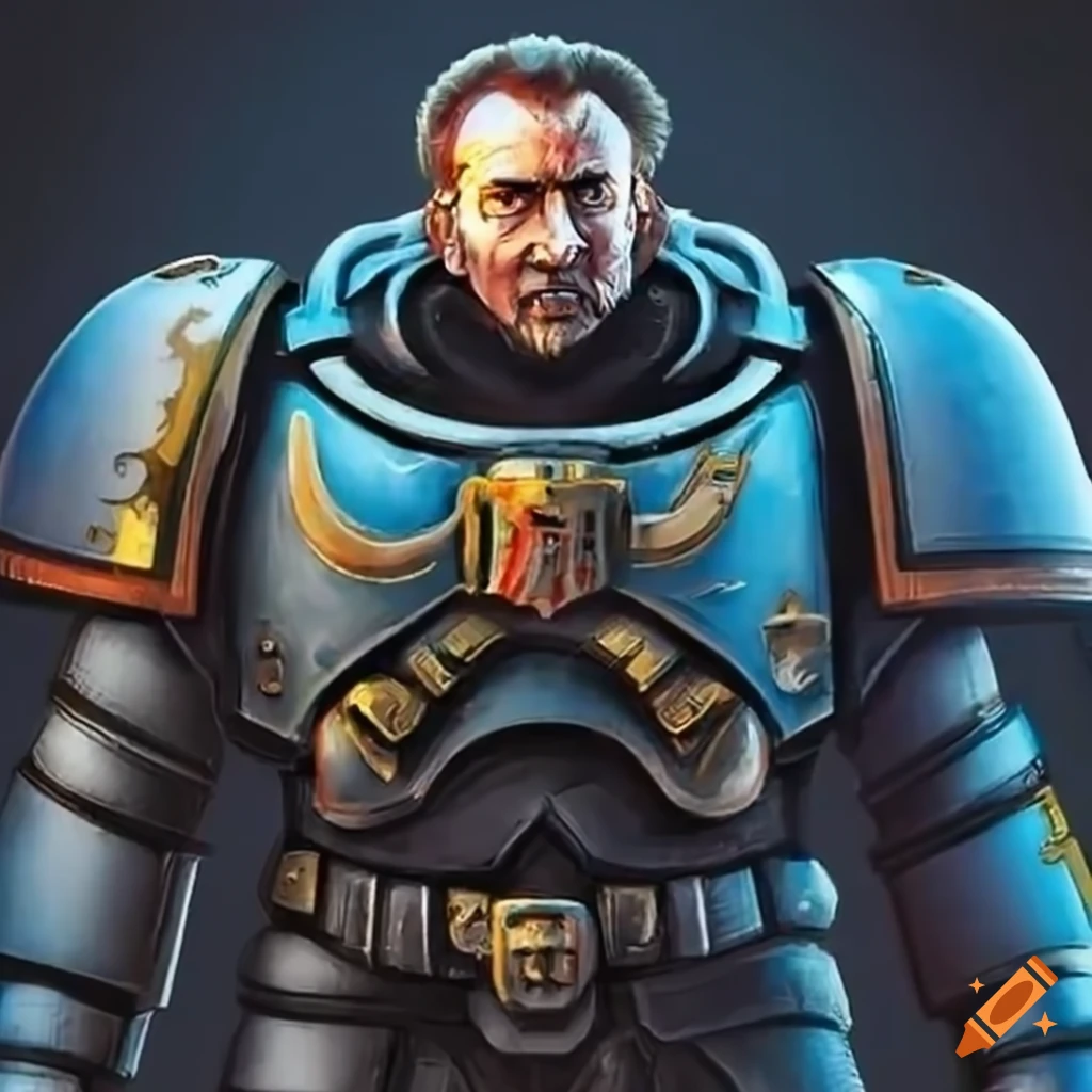 Nicolas cage in space marine armor on Craiyon