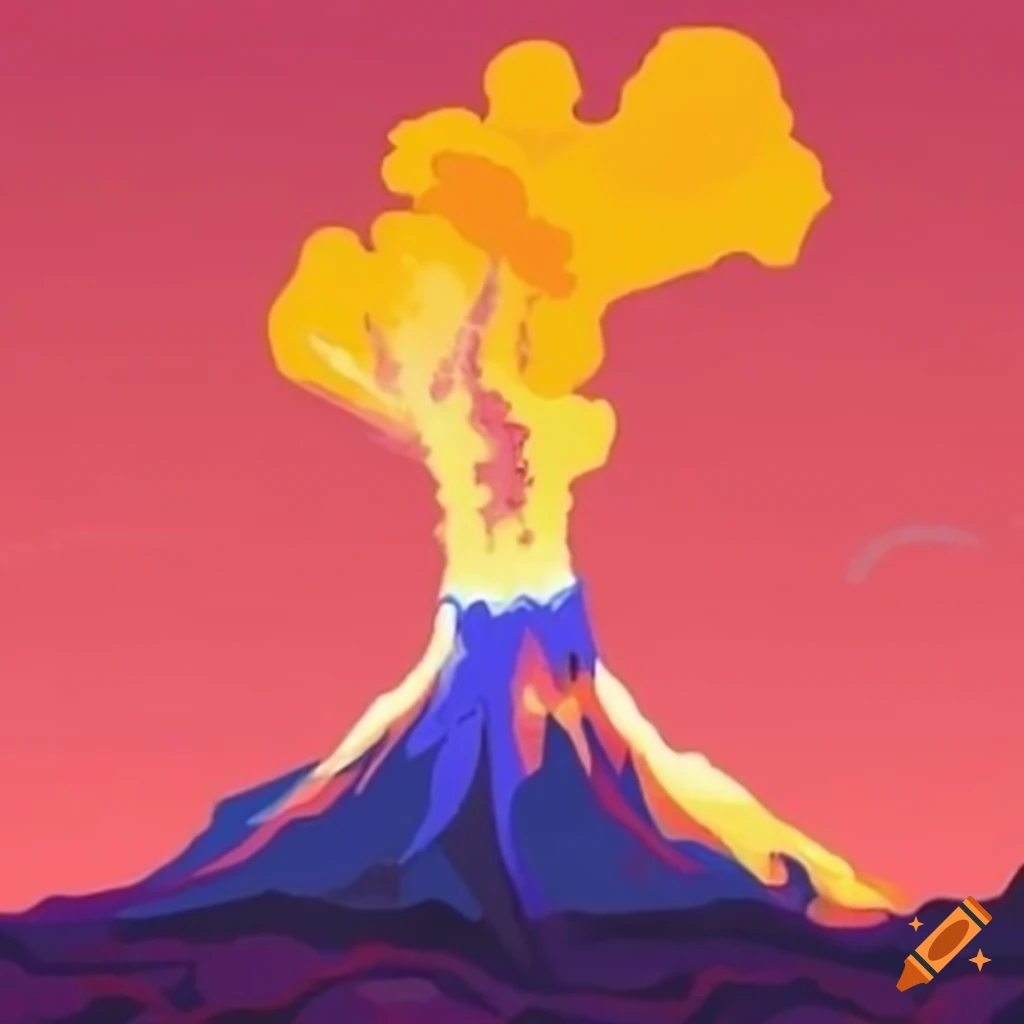 Erupting icelandic volcano in an expressionism style on Craiyon