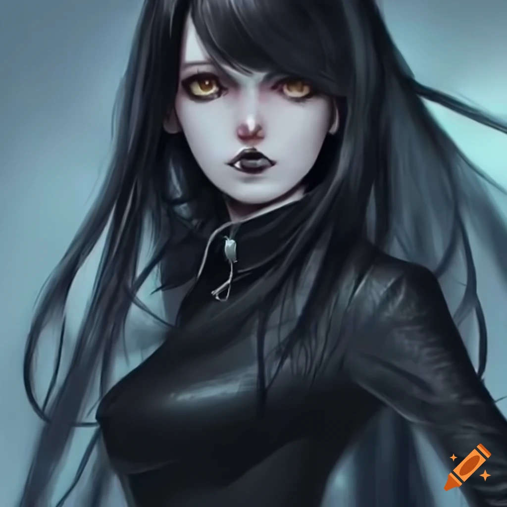 Woman with black spider body and dark gothic style on Craiyon