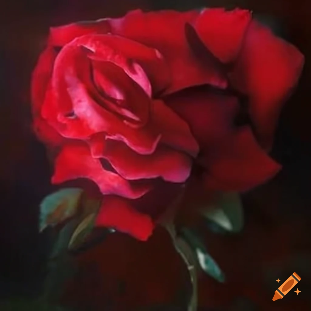 Red rose in space in the style of monet on Craiyon