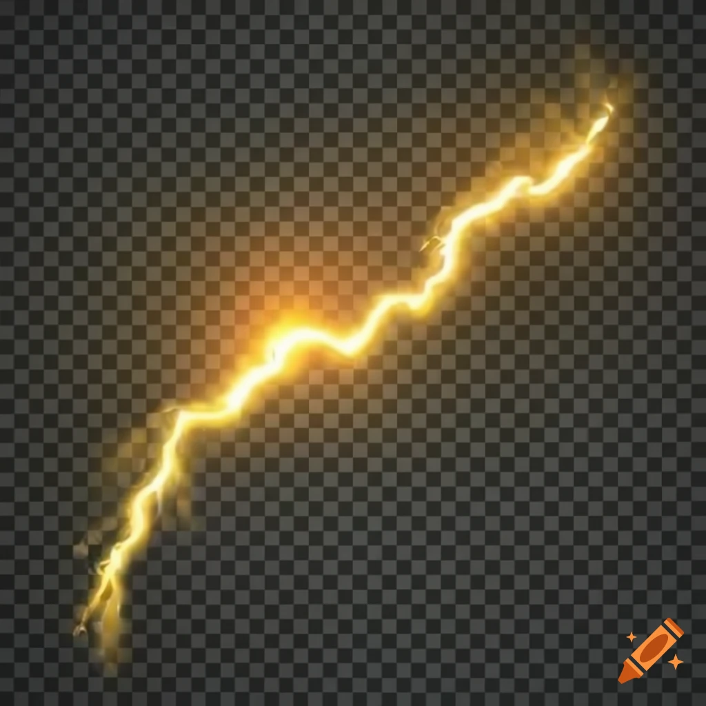 Gold lightning strikes on transparent background on Craiyon