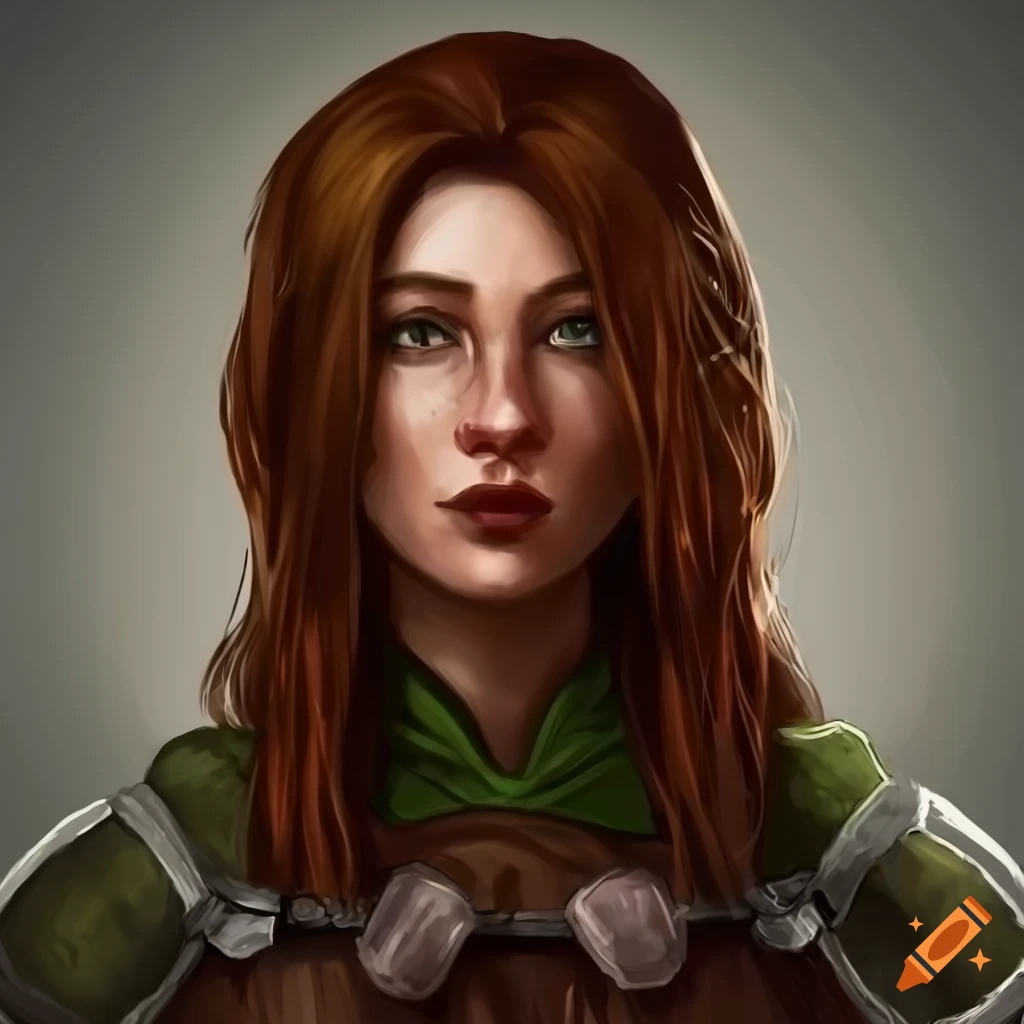 D&d human female ranger with brunette hair illustration on Craiyon