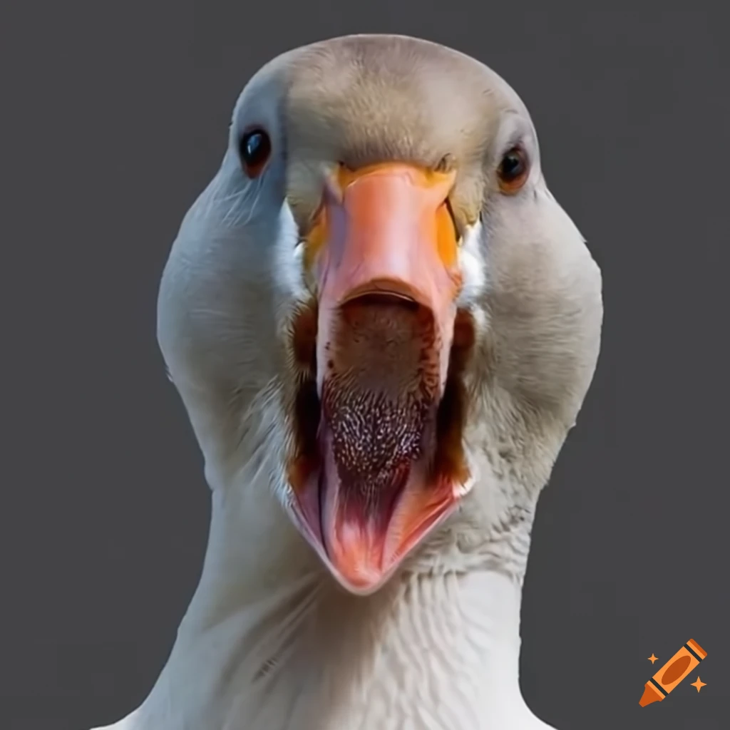 Goose hissing and stealing a bag of money in vivid realism on Craiyon