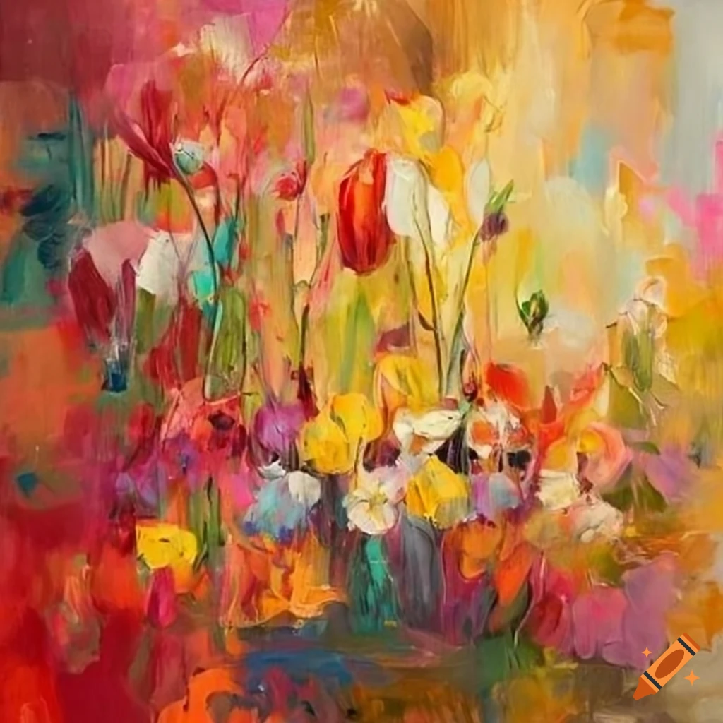 Abstract vintage wildflowers oil painting on Craiyon