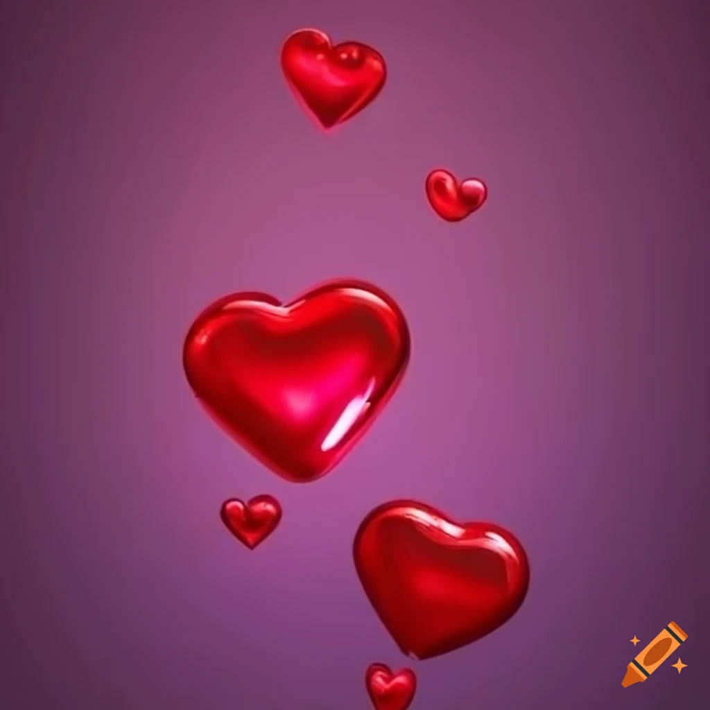 Vibrant 3d pink and red hearts floating on Craiyon