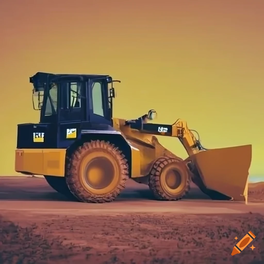 Caterpillar machines at a construction site with vibrant colors on Craiyon