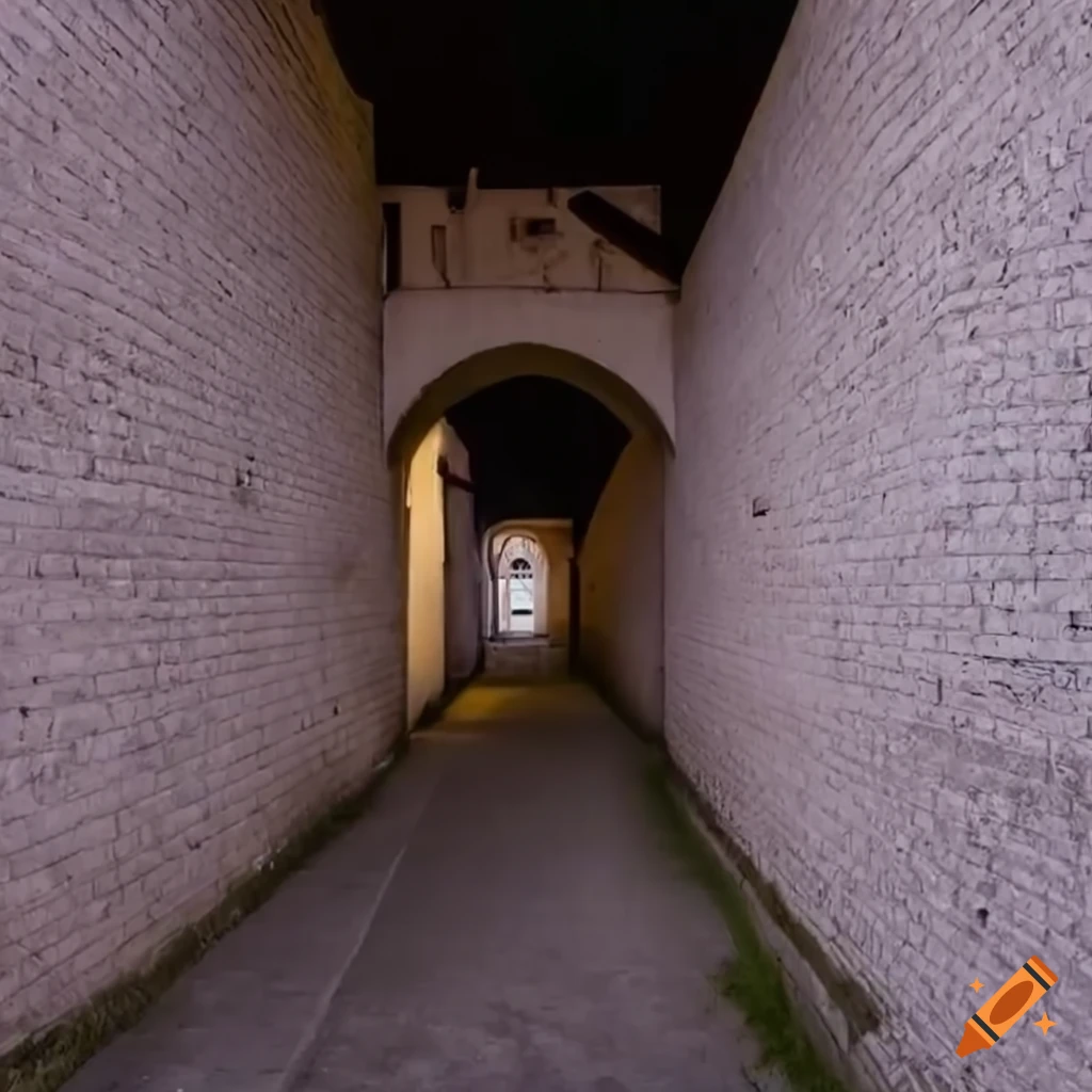 Soviet-style level with primitive architecture and white brick walls on ...