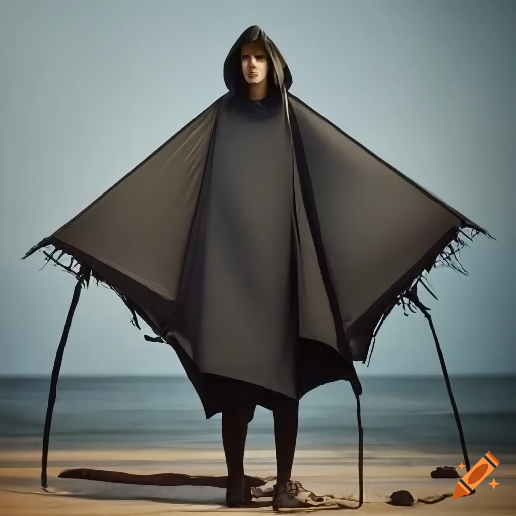 Issey Miyake Poncho Tent for Ultralight Camping on Craiyon