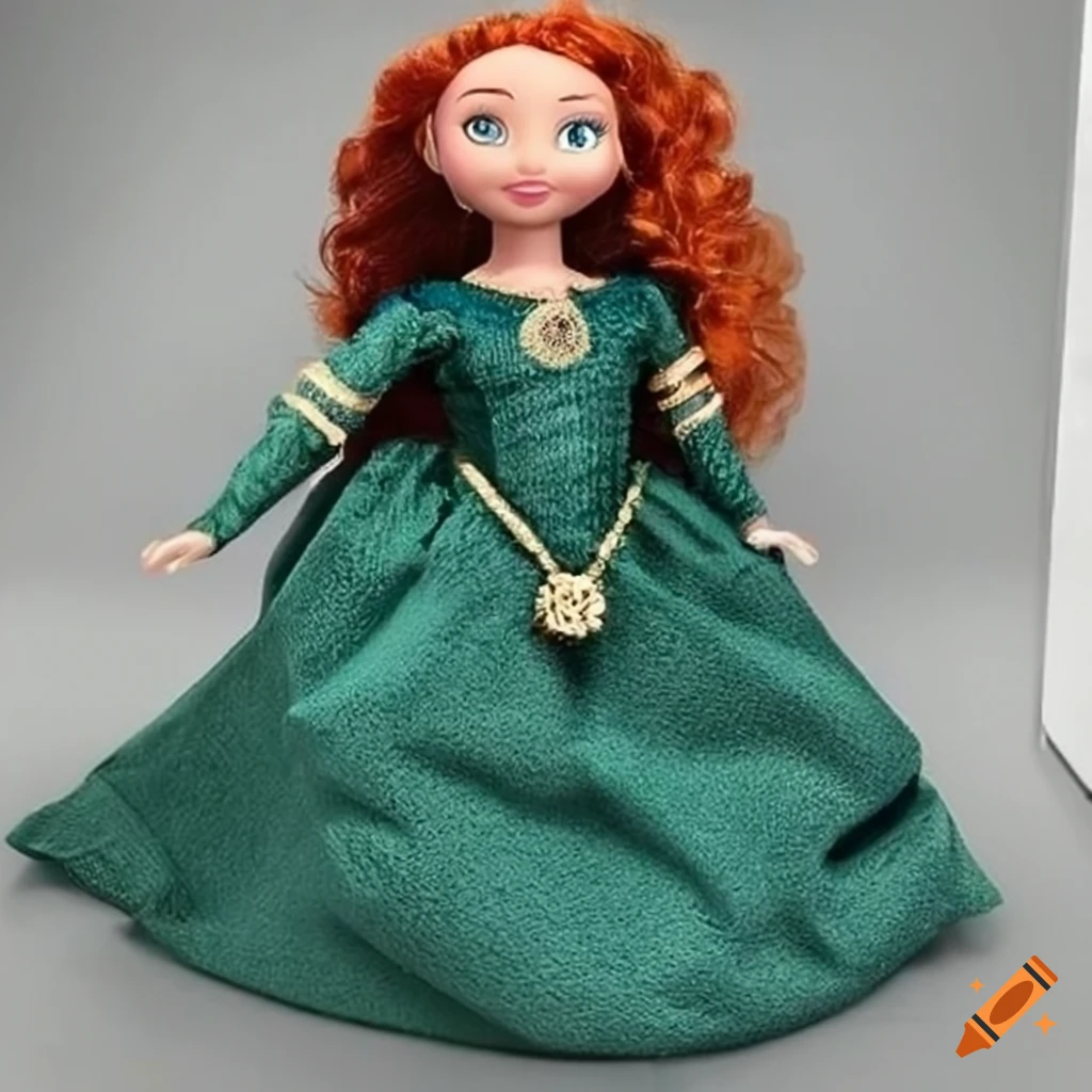 Princess merida baddie doll in a dark green dress on Craiyon