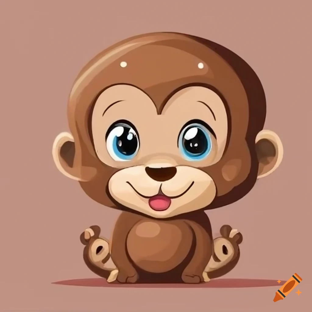 Cute baby teddy monkey cartoon character on Craiyon
