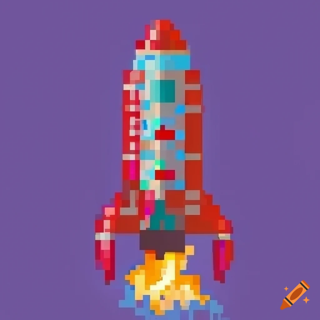 Pixelated rocketship on Craiyon