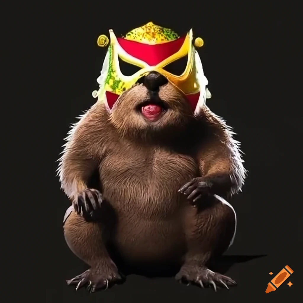 Beaver wearing a mexican wrestler mask on Craiyon