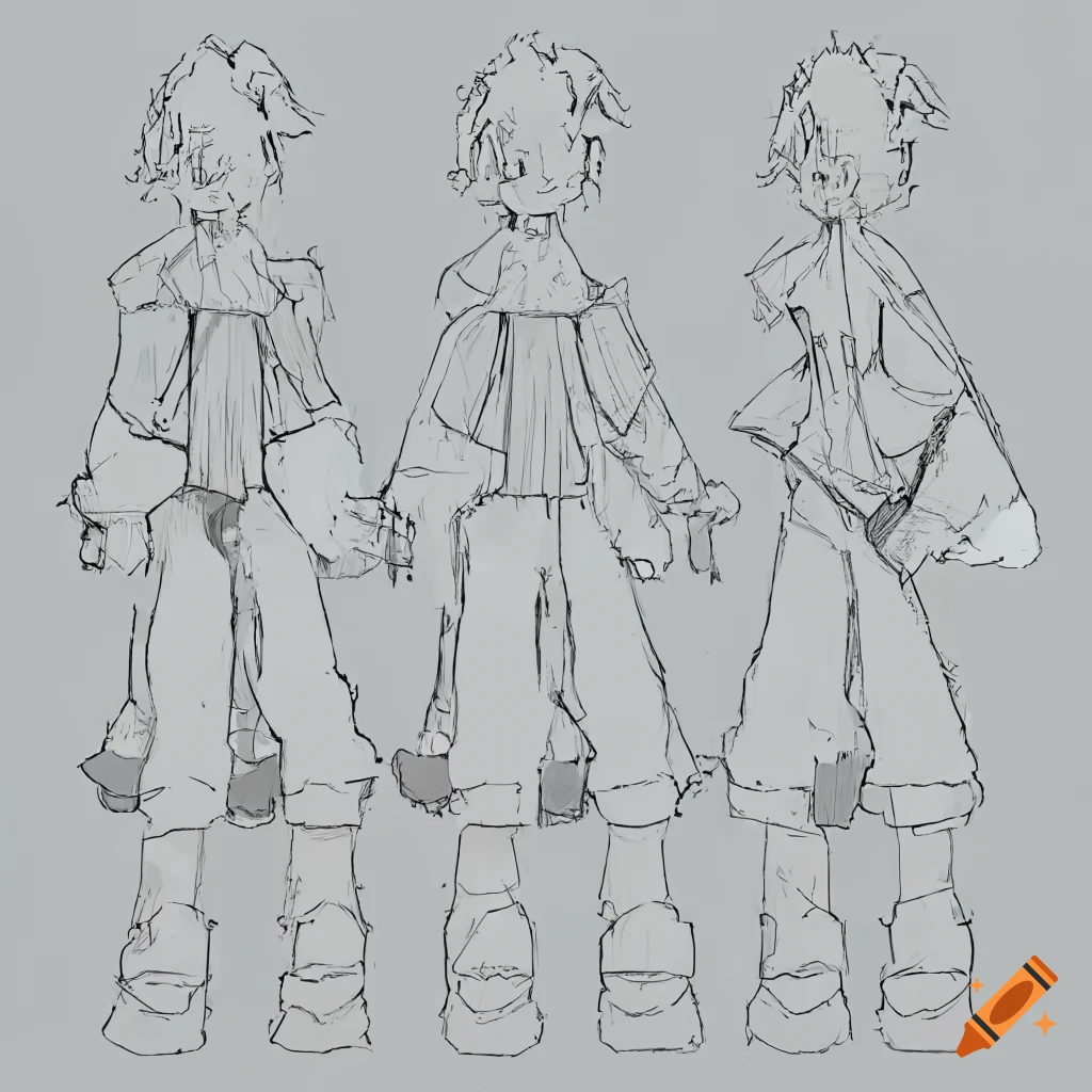 Detailed character design sheet for Vtuber in 'Made in Abyss' style on ...