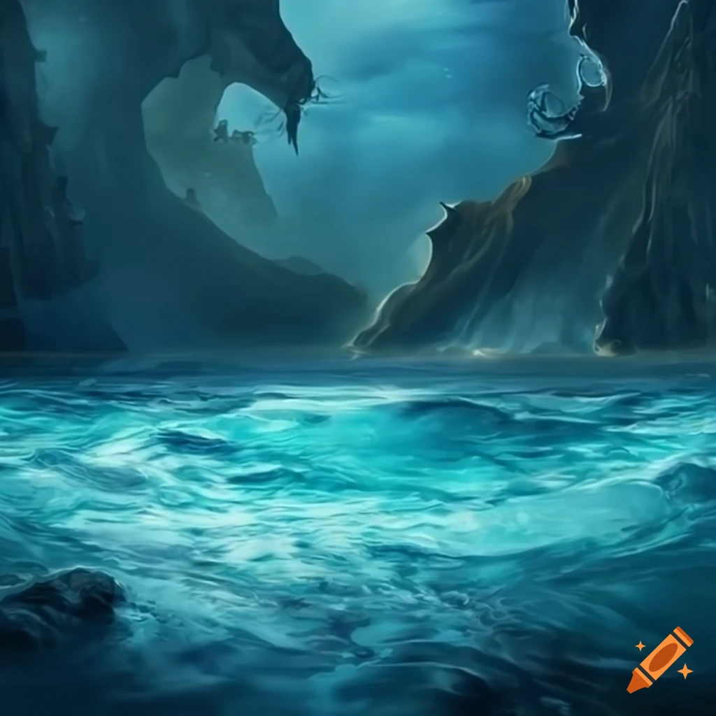 Mythic fantasy water background on Craiyon