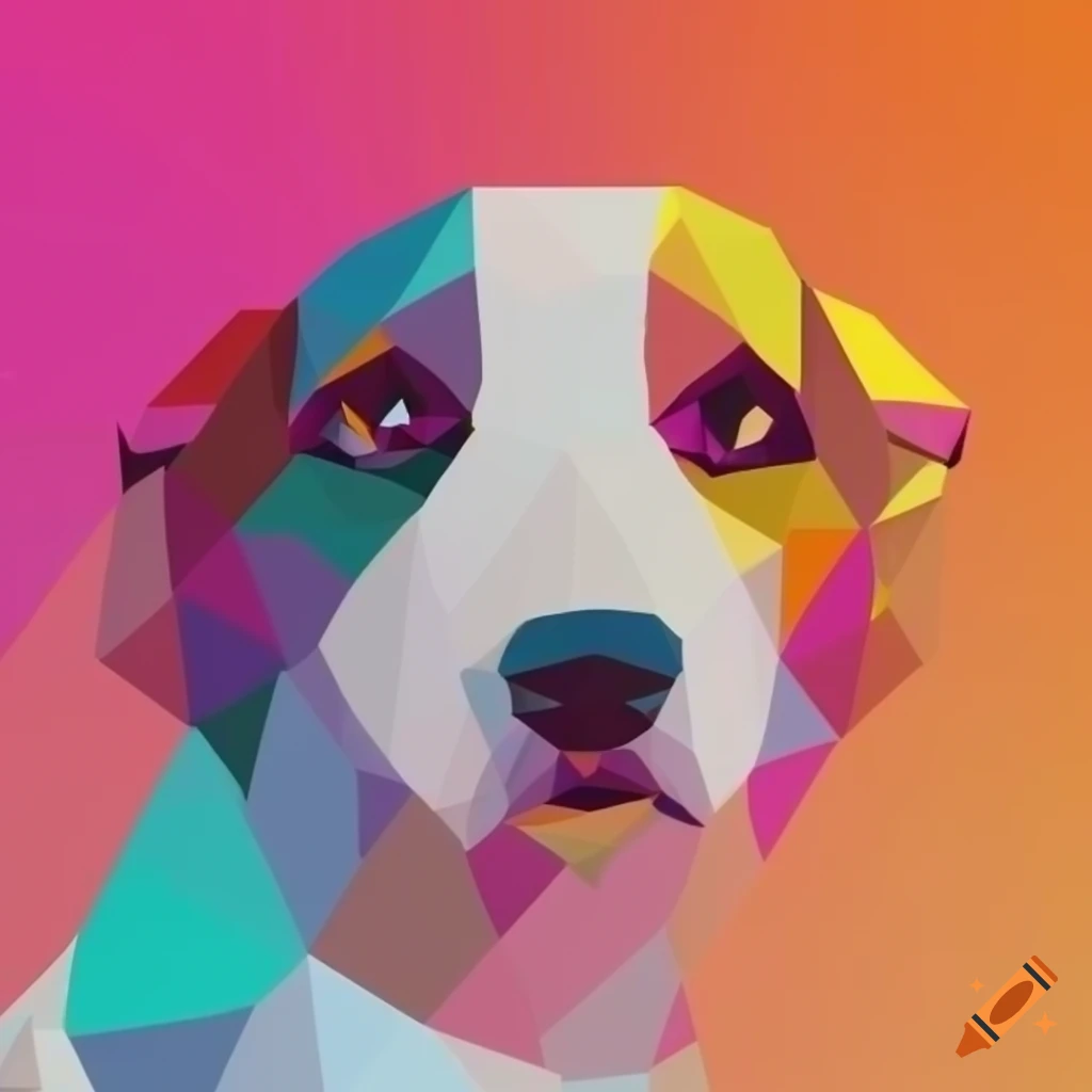 Low poly vector dog face illustration on Craiyon