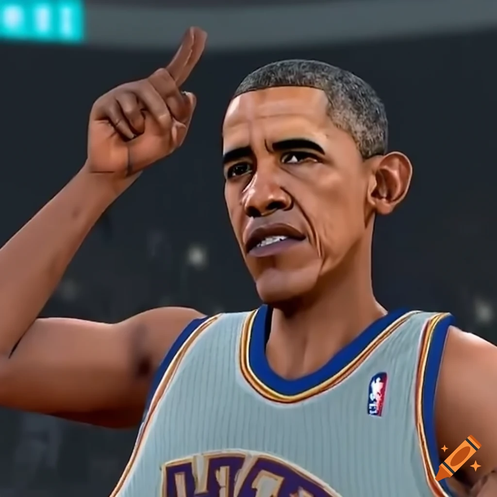 Obama playing nba 2k on an xbox on Craiyon