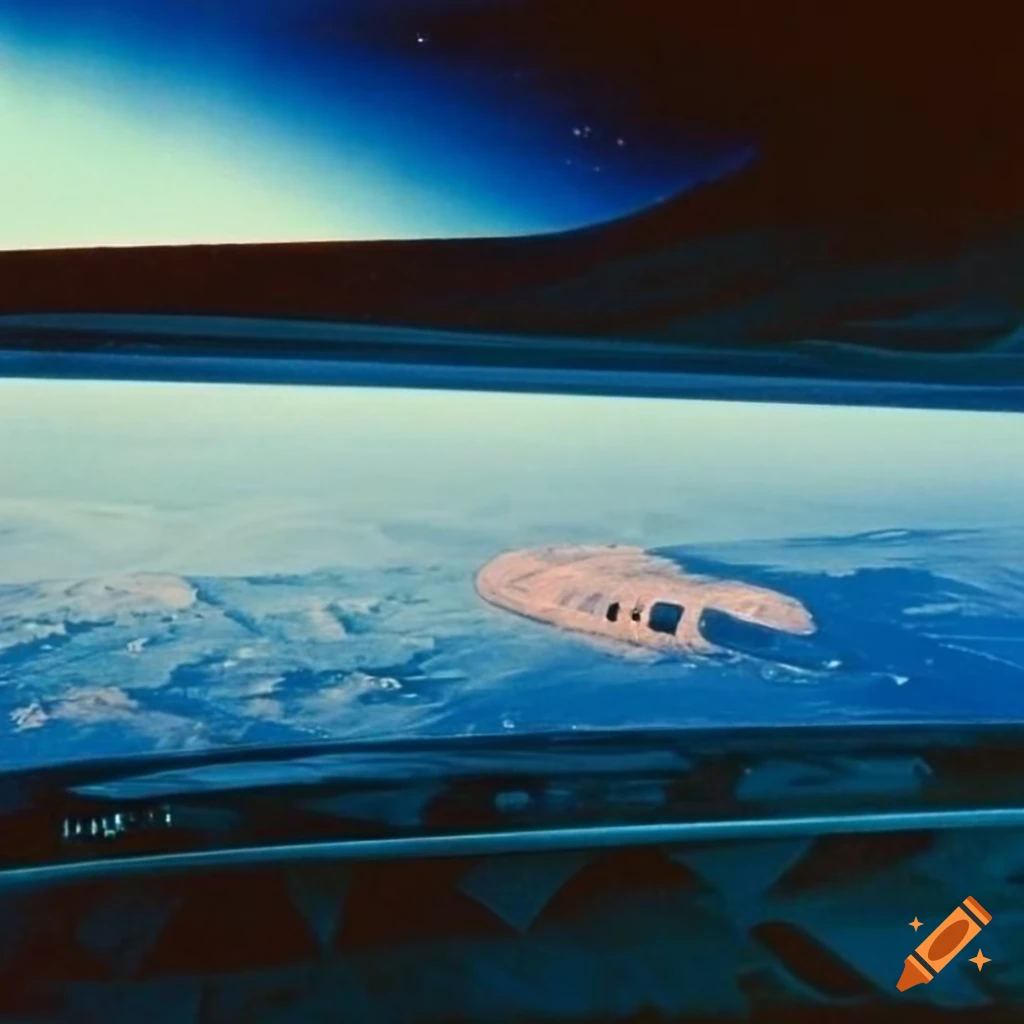 Vintage matte painted alien landscape from 'Forbidden Planet' with a ...