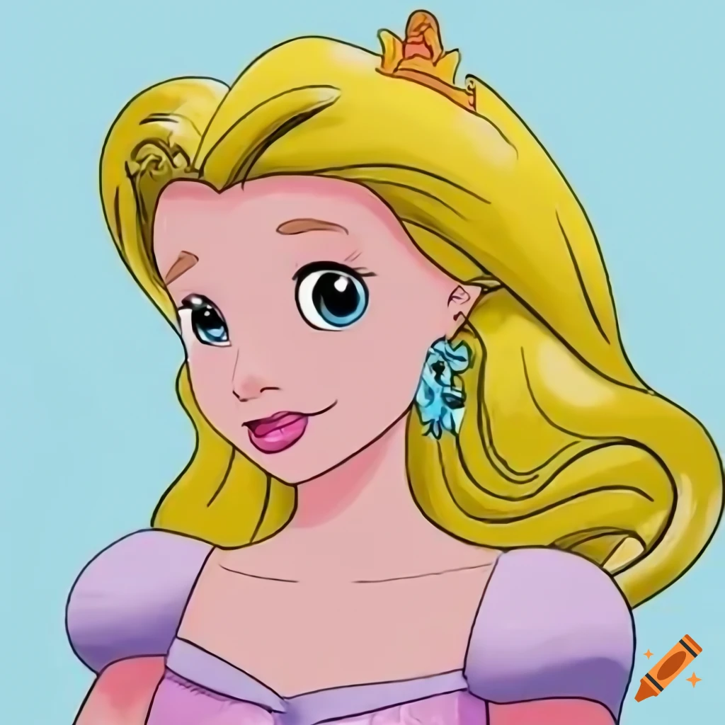 Basic princess cartoon image for coloring page on Craiyon