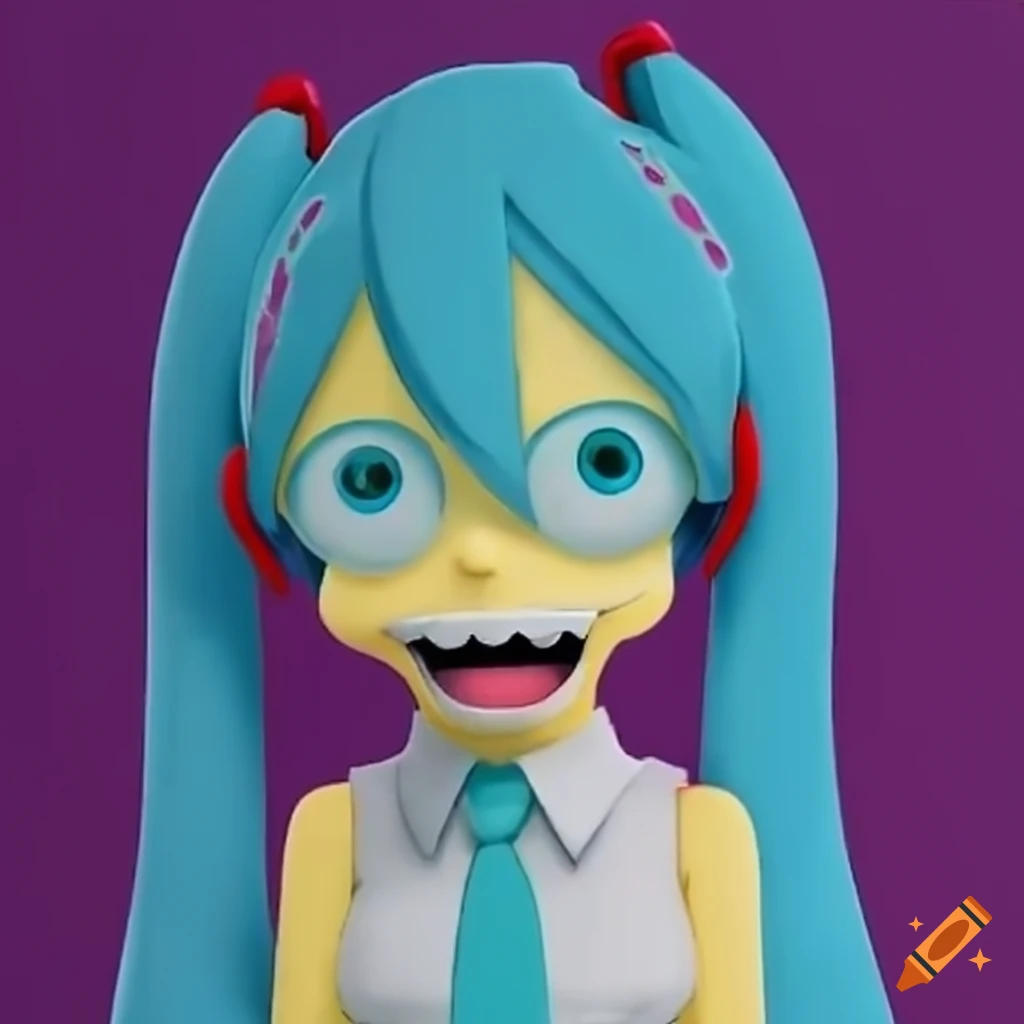 Miku hatsune in the simpsons style animation crossover on Craiyon