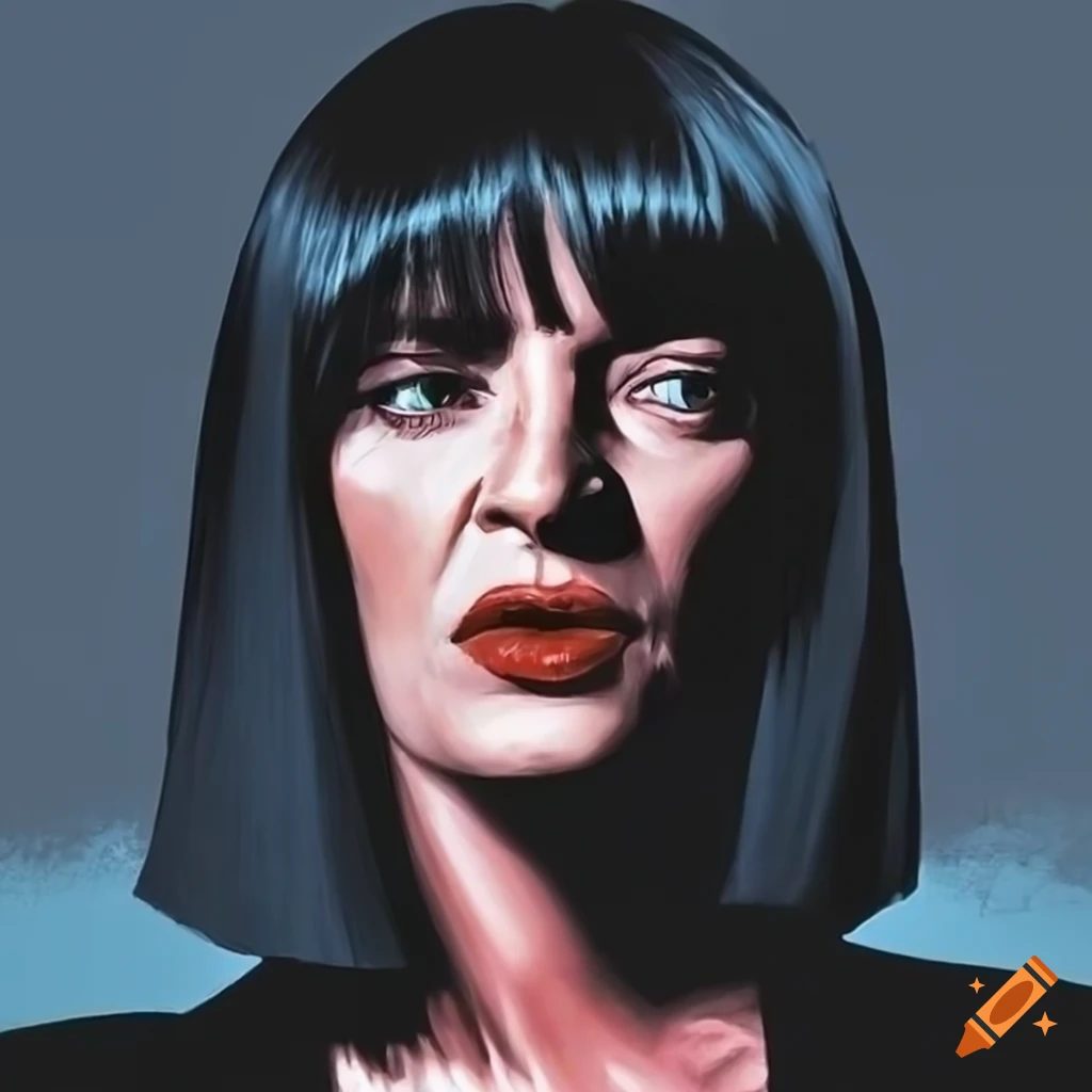 Iconic portrait of mia wallace from pulp fiction on Craiyon